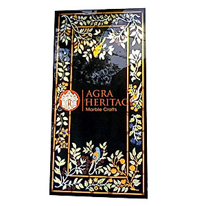 Black Marble Dining Hallway Table Top Floral Inlay Collectible Fuirniture Decorative