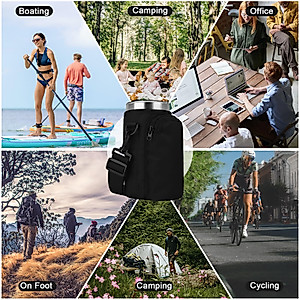 Xxerciz Water Bottle Carrier Bag for Yeti Rambler 30 oz Cup, Water Bottle Holder with Adjustable Strap, Tumbler Carrier Pouch Accessories for Outdoor Travelling Camping (Black)