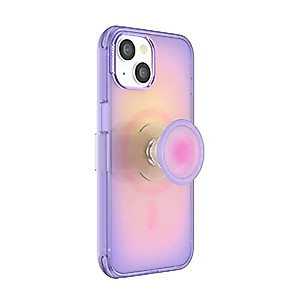 PopSockets iPhone 14 Case with Phone Grip and Slide Compatible with MagSafe, Phone Case for iPhone 14, Wireless Charging Compatible- Aura