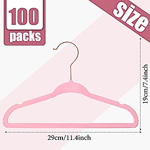 100 Pcs Baby Kids Velvet Hangers Bulk Non Slip Clothes Hangers Durable Newborn Velvet Hangers Space Saving Infant Hangers Nursery Newborn Toddler Velvet Hangers for Boys Girls (Pink, Classic Style)