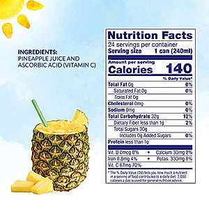Dole 100% Pineapple Juice, 100% Fruit Juice with Added Vitamin C, 8.4 Fl Oz (Pack of 24)