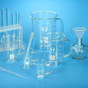 PATIKIL 1000ml Glass Beaker with Handle, 3.3 Borosilicate Glass Graduated Printed Scale Measuring Cups with Spout for Kitchen Lab Liquids Transit Boiling