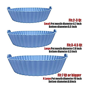 10 Inch Air Fryer Silicone Liners, Round XLarge Silicone Air Fryer Basket, Reusable Air Fryer Silicone Baking Tray for Air Fryer 7 Quart or Bigger, Non-stick (Sky Blue)