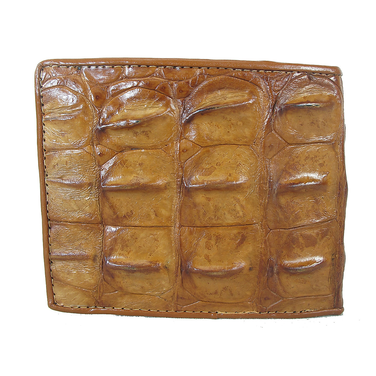 Pelgio Genuine Crocodile Alligator Backbone Skin Bifold Wallet (Tan Brown)