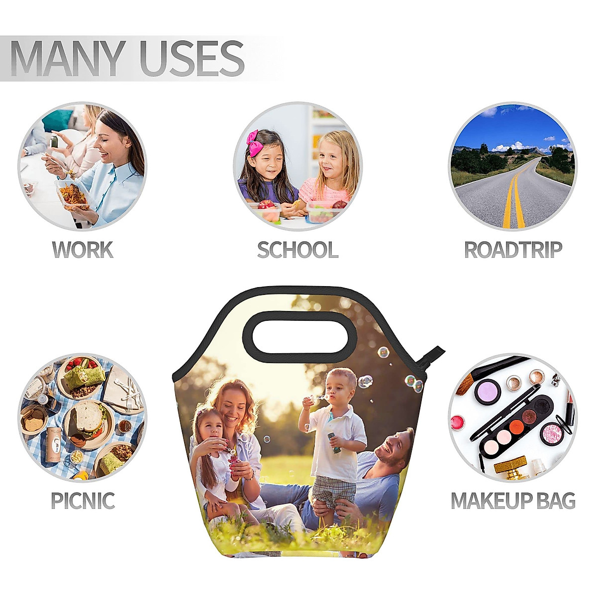 buxvhre Personalized Lunch Bag Custom Lunch Box Design Your Own Text Photo Logo Reusable Insulated Lunch Bags for Women Men (11.5x11.5x5 IN)