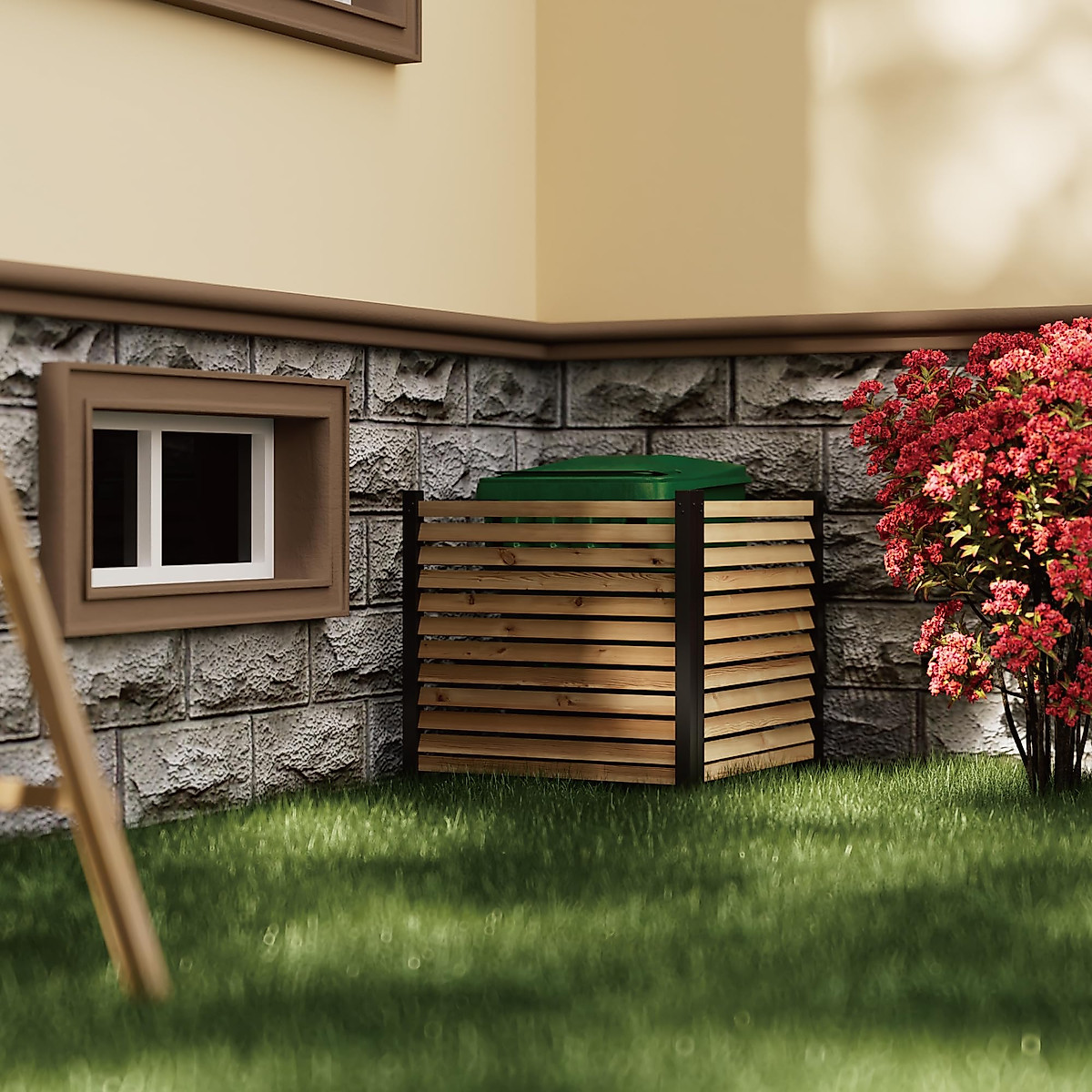 MARVOWARE Privacy Screens Fir Wood Outdoor Privacy Fence Screen Decorative Slatted Fencing for Air Conditioner and Trash Can,2 Pack