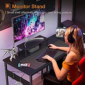 ODK Small L Shaped Computer Desk with Reversible Storage Shelves, 40 Inch L-Shaped Corner Desk with Monitor Stand for Small Space, Modern Simple Writing Study Table for Home Office Workstation, Black