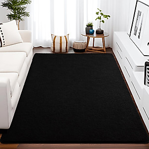 Larhom Large Modern Area Rugs for Bedroom Living Room, 5x7 Feet Black Rug, Thickened Memory-Foam Indoor Carpets, Minimalist Rug for Boys Girls, Soft, Non-Slip and Machine-Washable