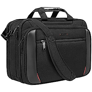 EMPSIGN Laptop Case Briefcase, 17.3 Inch Laptop Bag Expandable Messenger Bag for Men & Women Water Repellent, RFID Blocking Shoulder Bag Canvas Bag for Work, Business Travel -Black