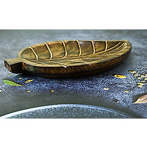 Ajuny Decorative Wooden Tray Platter for Serving Snacks Fruits Hand Carving Home Gifts