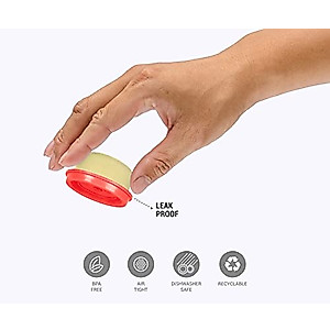 Condiment Cups container with Lids- 8 pk. 1 oz.Salad Dressing Container to go Small Food Storage Containers with Lids- Sauce Cups Leak proof Reusable Plastic BPA free for Lunch Box Picnic Travel (Red)