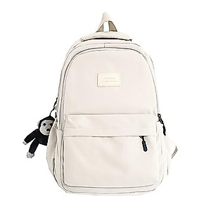 JARKJARD Aesthetic Backpack Cute Kawaii Backpack for School College Backpack Large Capacity Bookbags for Girls Women Students Casual Travel Daypacks Solid Color(White)