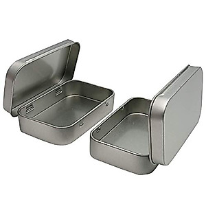 6 Pcs Metal Hinged Tin Box Container Mini Portable Small Storage Container Kit with Lid for Home Storage 3.7x2.3x0.8 Inch, Silver