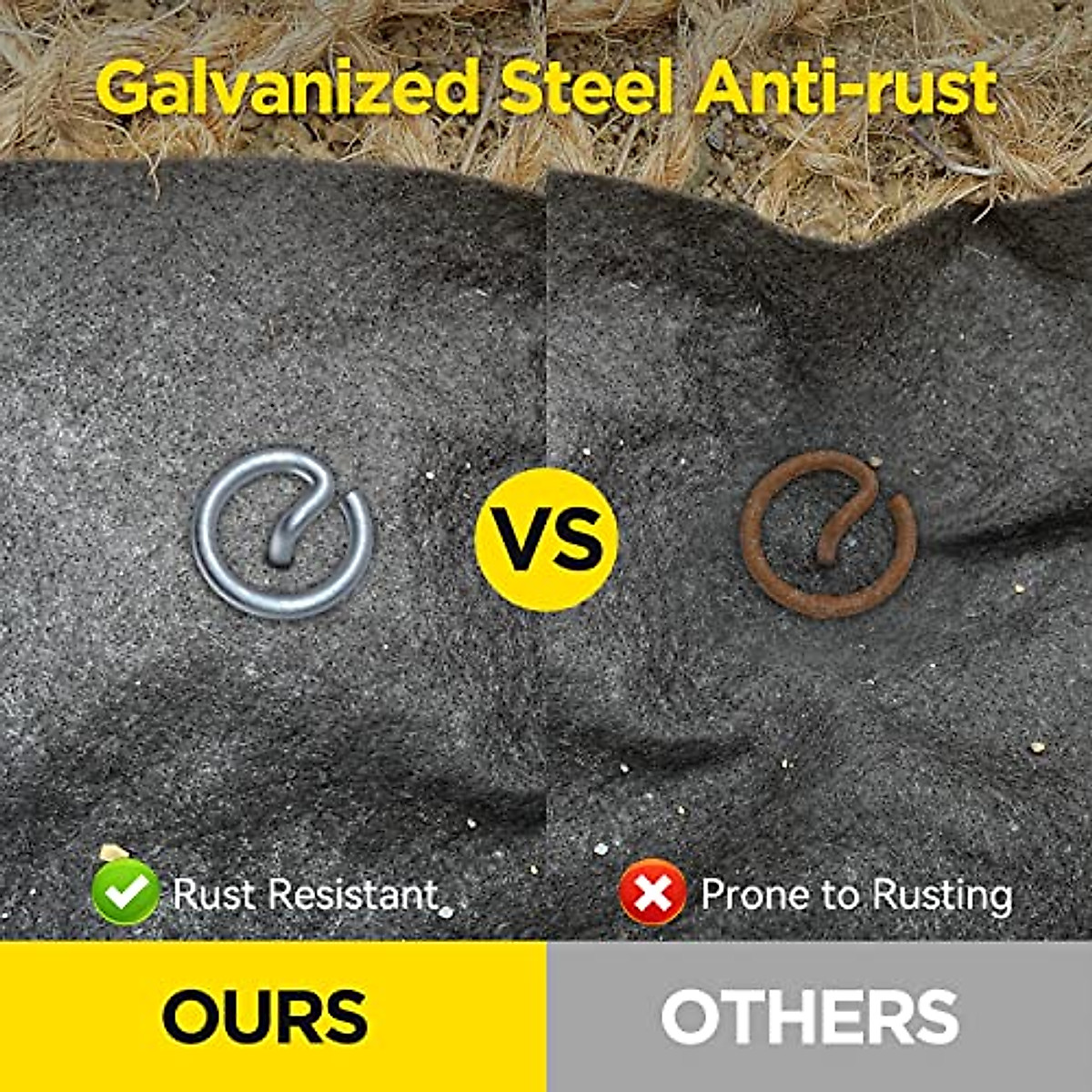 GZBEVITAR Landscape Fabric Pins, Thickened 8 Gauge Circle Top Landscape Pins-120 Pcs, Not Easy to Bend 6 inch Galvanized Landscape Fabric Stakes, More Holding Power Than U-Shape Garden Staples(120)