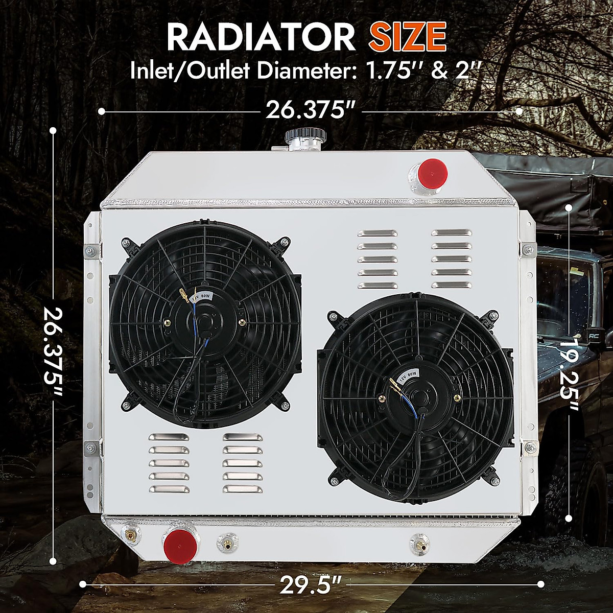 FonGoff 4 Row Radiator Shroud Fan Compatible with 1966-1979 Ford Bronco Truck F100 F150 F250 F350 V8