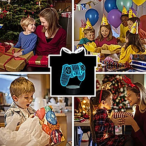 Ammonite 3D Gamepad Illusion Lamp, Game Controller Night Light with Remote Control and Timing Function 16 Color Changing Gaming Room Decor Best Gamer Gift