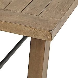 INK+IVY Sonoma Solid Wood Dining Table, Rectangular with Rustic Metal Truss Accent,Trestle Legs, Easy Assembly, Industrial Country, for Kitchen, Entryway, Family, or Bedroom, Reclaimed Grey