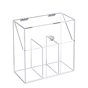 Vevitts Acrylic Makeup Brush Holder, Clear Cosmetic Brush Storage Box 3 Brush Holders, Makeup Brush Case with Dust Cover, Large-Capacity Split Design for Organize the Vanity Desk (No pearl and brush)