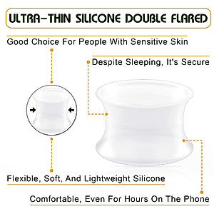 BIG GAUGES 2 Pairs Clear Silicone 0g Gauge 8mm Thin Double Flared Saddle Piercing Ear Stretching Flesh Tunnel Earring Lobe Plugs BG7025