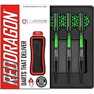 RED DRAGON Slipstream 18 Gram Softip Premium Tungsten Darts Set with Flights and Stems
