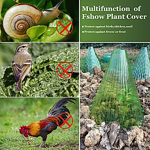 Fshow Garden Cloches,20 Pack Reusable Plant Bell Cover,Bell Jar Cloches for Protection Against Sun, Frost, Snails Etc. (Dark Green)