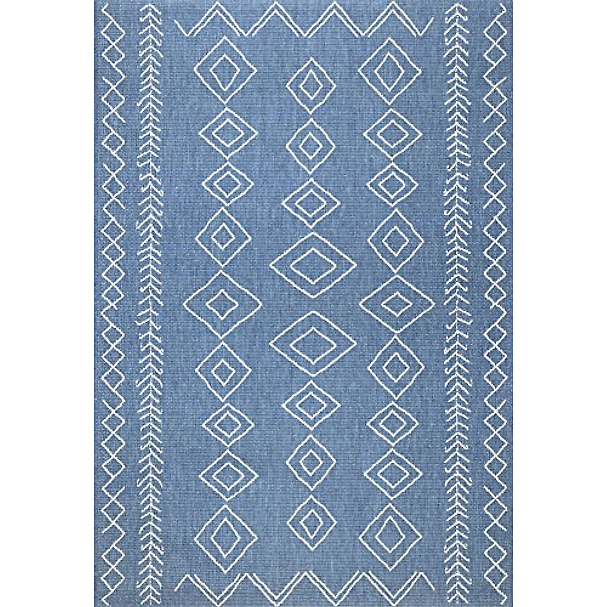 nuLOOM Sierra Moroccan Diamond Outdoor Area Rug, 5' 3" x 7' 6", Blue