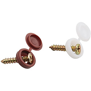 Persberg 180Pcs Colorful Pieces Hinged Screw Cover Caps Plastic Screw Caps Fold Screw Snap Covers Washer Flip Tops (Black, White, Brown) 286