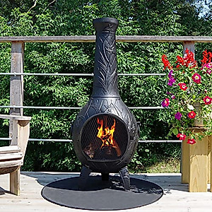 The Blue Rooster Orchid Chiminea Outdoor Fireplace in Charcoal - Deck and Patio Friendly