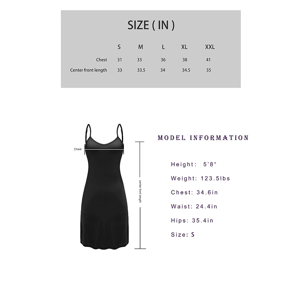 LB LIFEBEST Women's Full Slips Cami Long Spaghetti Strap Under Dress