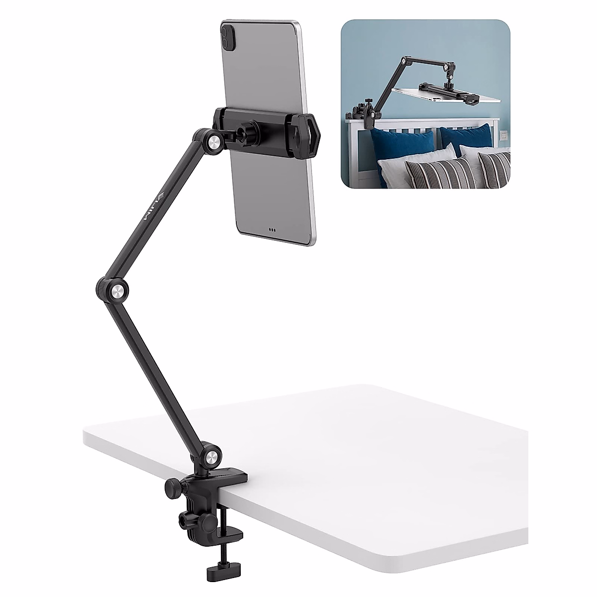 ULANZI Select Tablet Holder Desk Stand - HP006 Aluminum Tablet Mount for Bed Flexible Arm Multi-Angle 360° Rotation 2 Positioning Holes for 4.7''- 13'' Tablet