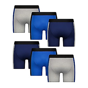Everlast Mens Boxer Briefs, Perfect Boxer Brief for Men Pack of 6 Active Performance Mens Underwear (Medium, Grey/Blue/Light Navy)