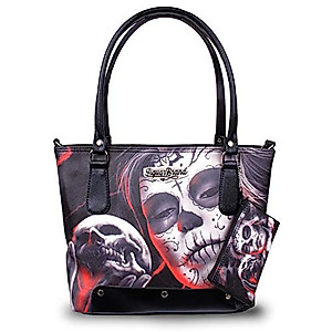Liquorbrand Eternal Shoulder Tote Bag and Coin Purse Handbag & Zipper Pouch | Sugar Skull Dia De Los Muertos Dark Gothic Design