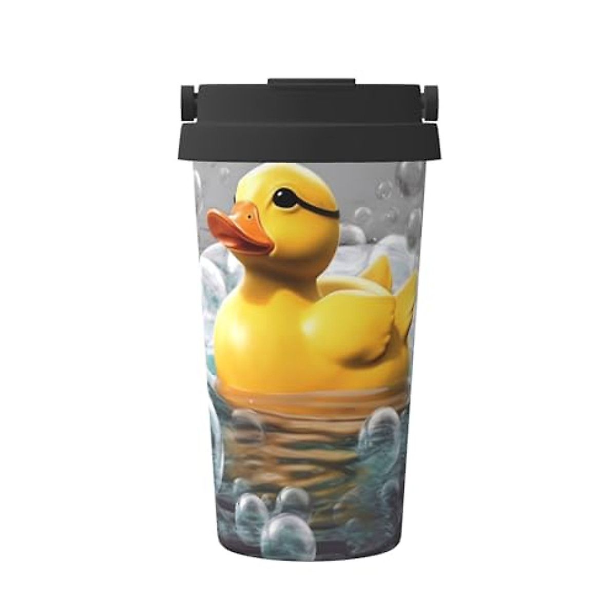 GTKSYNVE Reusable Coffee Mug with Lid and Handle, Bubble Duck Tumbler for Hot & Cold Drinks 16oz Stainless Steel Insulated Coffee Tumblers Double Wall Vacuum Thermal Cup