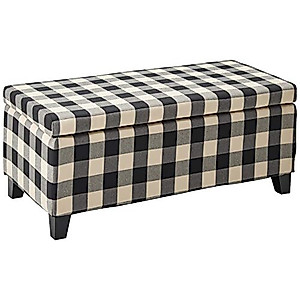 Christopher Knight Home Alonso High-Back Fabric Club Chair, Black Checkerboard and Dark Charcoal & Breanna Fabric Storage Ottoman, Black Checkerboard