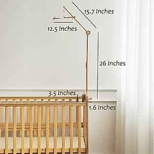 Lanttoe Wooden Crib Mobile Arm 33 Inches for Baby Nursery-Baby Mobile for Crib with Matching Nursery Mobile Attachment-Upgrade Siliconegasket Anti Slip Clamping System
