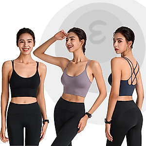 Evercute Cross Back Sport Bras Padded Strappy Criss Cross Cropped Bras for Yoga Workout Fitness Low Impact