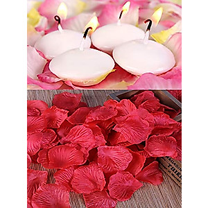 Floating Candles,Classic Unscented Tealight Shape Candles with 100PCS Silk Rose Petals,Mini Candle Discs for Weddings,Anniversaries,Birthdays,Home Decoration,Spa,Relaxation,10PACK (Ivory)
