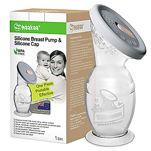 haakaa Manual Breast Pump with Suction Base and Upgrade Silicone Lid(5oz/150ml)