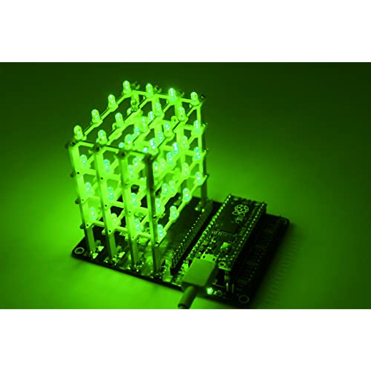 Pico Cube 4x4x4 64 LED Cube Kit for Raspberry Pi Pico (Assembled, Green)
