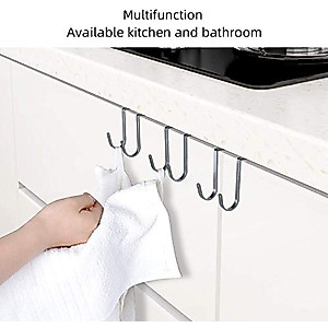 4 Pack Over Cabinet Drawer Double Hooks, Stainless Steel Multiple Use Narrow Door Hook for Kitchen, Bathroom, Wardrobe Door, only Sold by YamaziHD