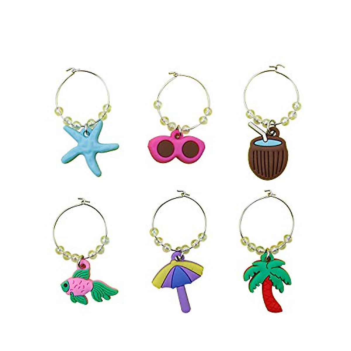 SANHE Wine Glass Charms Tags, Wine Drinker Gift set of 12, Champagne Cocktail Drink Markers (red)