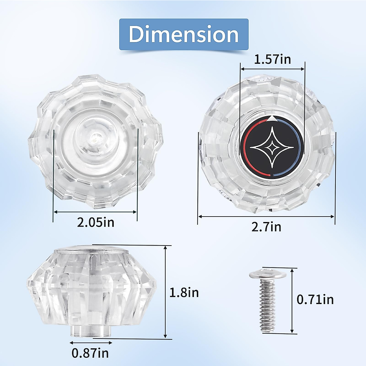 Price Pfister Old Style Avante Series Shower Faucet Handle Replacement - Compatible with 940-240, Clear Acrylic Single Handle Tub Faucet Knob