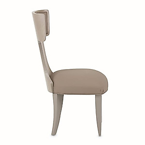 Michael Amini Lanterna Wood Dining Side Chair in Silver Mist (Set of 2)