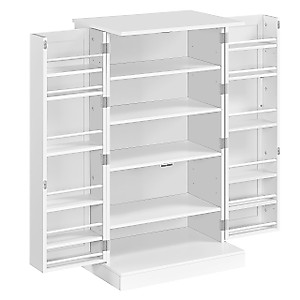 Yaheetech Storage Cabinet, Pantry Cabinet Cupboard with Door and Adjustable Shelves, Freestanding Utility Storage Cabinet for Dinning Room/Living Room, White