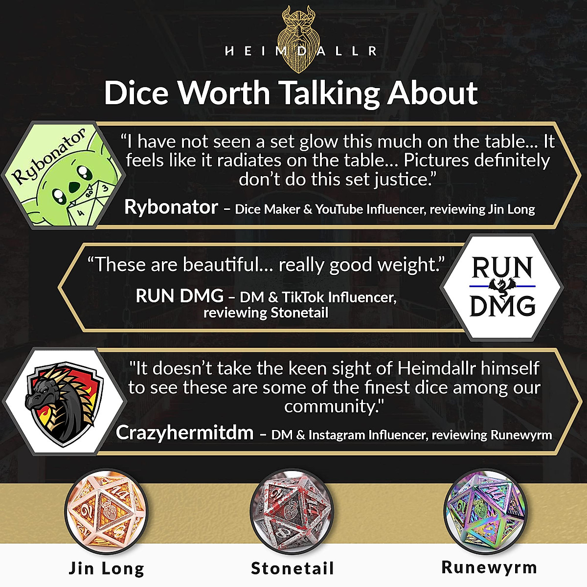 HEIMDALLR Metal DND Dice Set 7 pcs - Dragonhide Design, 16mm Size, Logo on D20; Metal Dice Set & Dice Box; D&D Dice Set D&D (Dungeons and Dragons Dice Set) - Jormungandr Series (Frosteater)