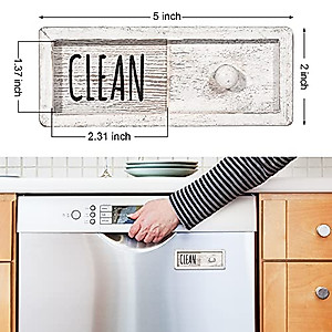 WOJOGO Dishwasher Magnet Clean Dirty Sign – Farmhouse Rustic Wood Clean Dirty Magnet Sign, Works for All Dishwashers, Dishwasher Accessories (White)