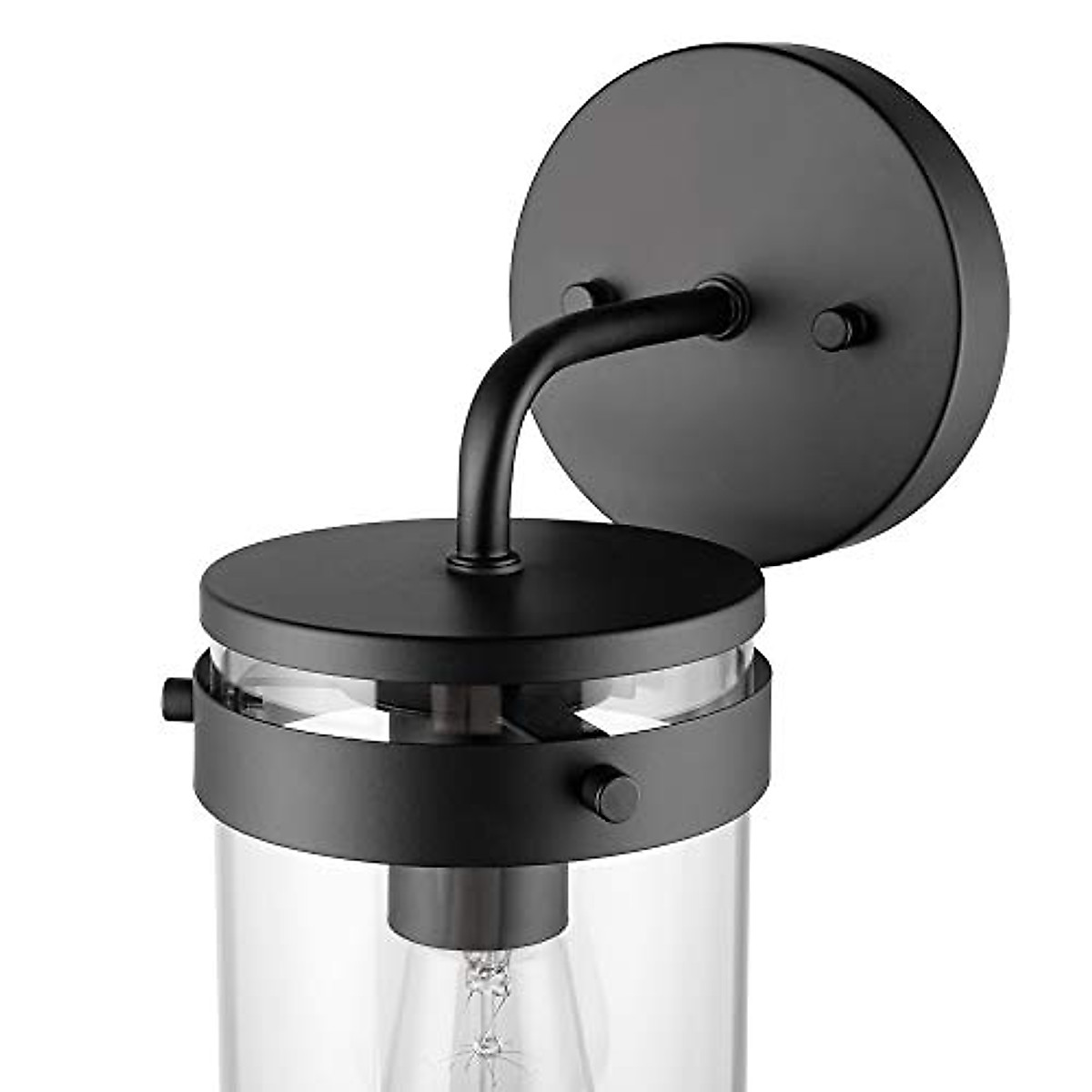 Globe Electric Brookdale 1-Light Outdoor Indoor Wall Sconce, Matte Black, Clear Glass Shade