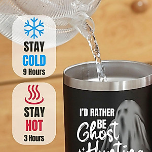 Onebttl Ghost Hunting Gifts for Men Women, I'd Rather Be Ghost Hunting, Birthday Gifts for Paranormal Investigator, Ghost Catcher, Ghost Lovers, Daughters, Sons, Stainless Steel Tumbler 20OZ