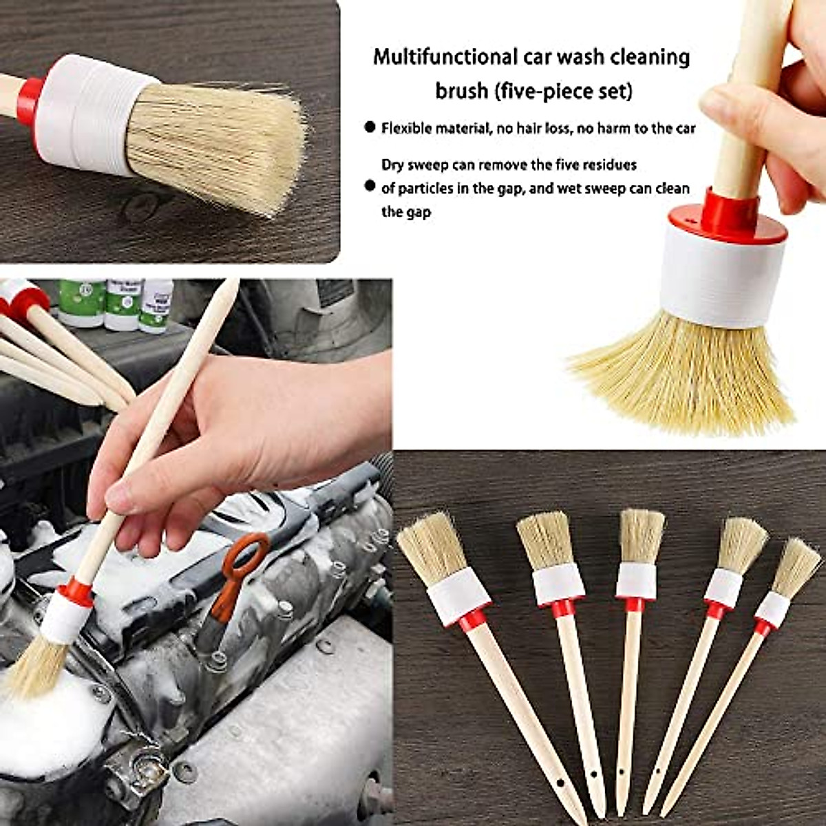 10PCS Dualshine Car Auto Detailing Brush Set, Auto Detailing Brushes Cleaner Car Detailing Brushes Exterior, Car Interior Brush for Detailing Cars Automotive Interior, Wheels, Exterior, Leather