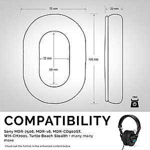 Replacement Earpads for Sony MDR 7506 with Cooling Gel & Micro Suede, Also Suitable for ATH-M50X, HyperX, Steelseries Arctis & Other Headphones, Black Ear Pads by Brainwavz